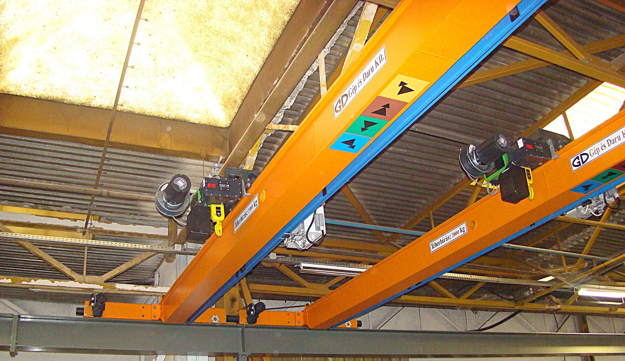 Single girder overhead cranes with top running trolley | Gép és Daru